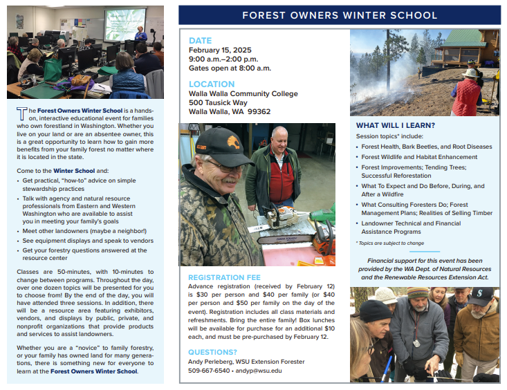 2025 Walla Walla Winter School | Extension Forestry | Washington State ...