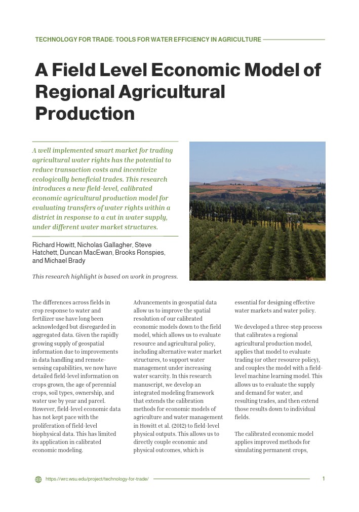 A Field Level Economic Model of Regional Agricultural Production ...