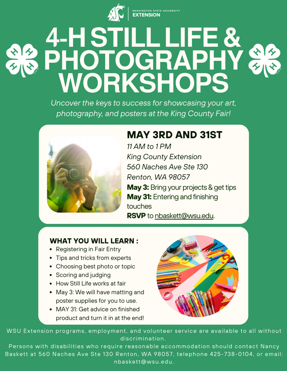 4-H Photography and Still life Workshop | King County | Washington ...