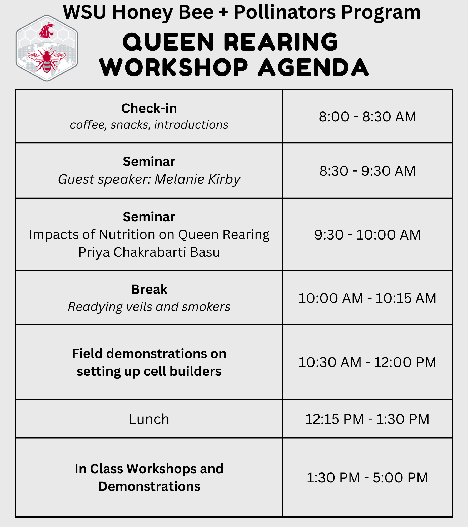 2025 Queen Rearing Workshop (1) | WSU Honey Bees + Pollinators Program | Washington State University