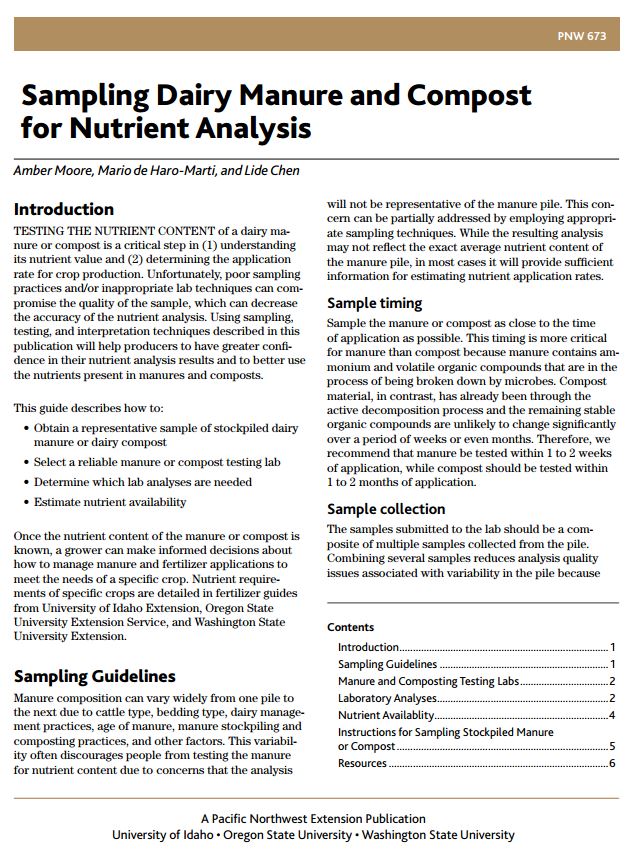 Sampling Dairy Manure and Compost for Nutrient Analysis | WSU Extension ...
