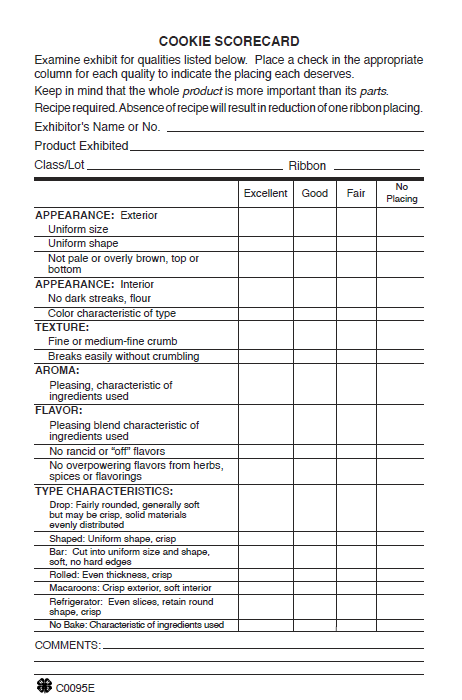 Cookie Scorecard | WSU Extension Publications | Washington State University