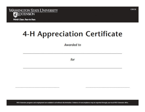 4-H Appreciation Certificate | WSU Extension Publications | Washington ...