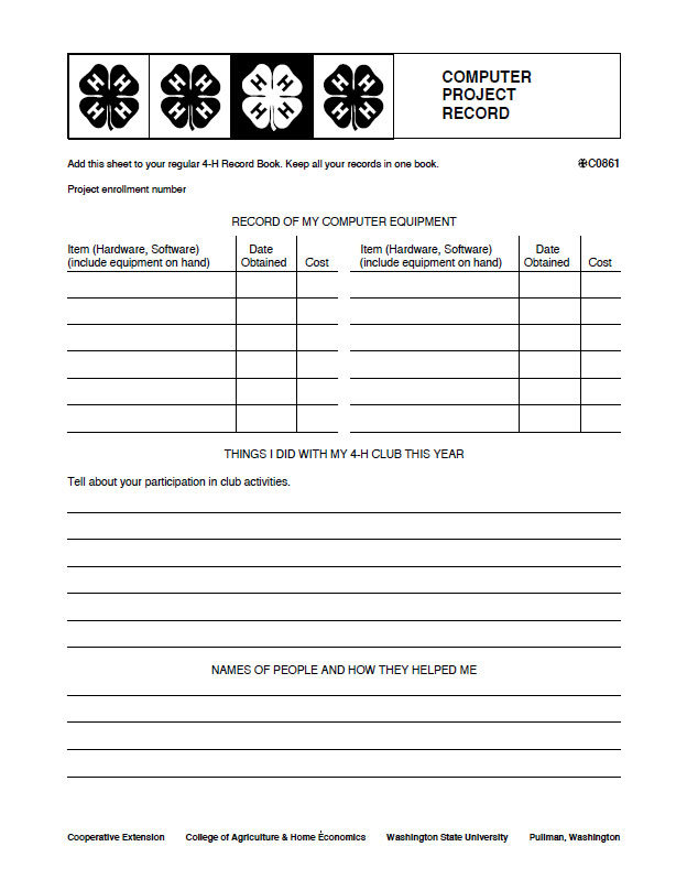 Computer Project Record | WSU Extension Publications | Washington State ...