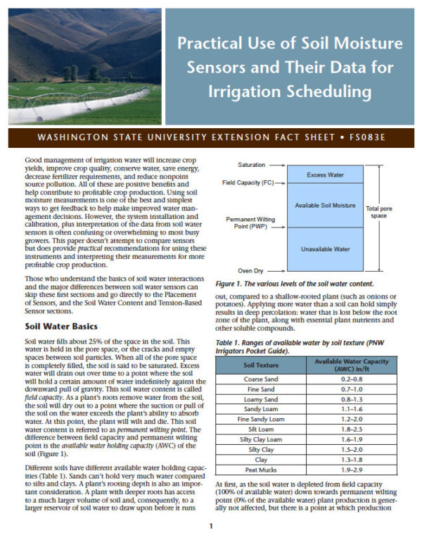 Practical Use of Soil Moisture Sensors for Irrigation Scheduling | WSU ...