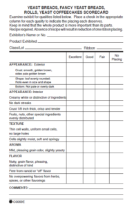 Yeast Breads, Fancy Yeast Breads, Rolls, Yeast Coffeecakes Scorecard ...