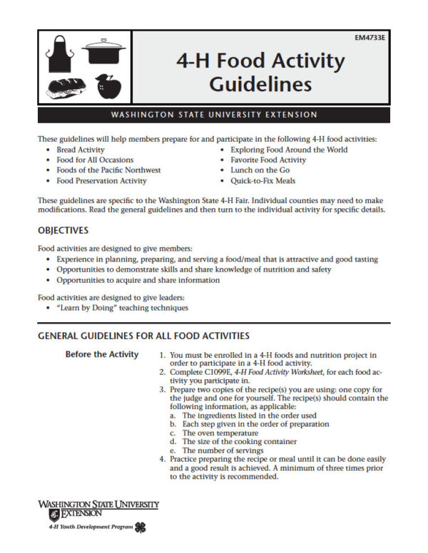 4-H Food Activity Guidelines | WSU Extension Publications | Washington ...