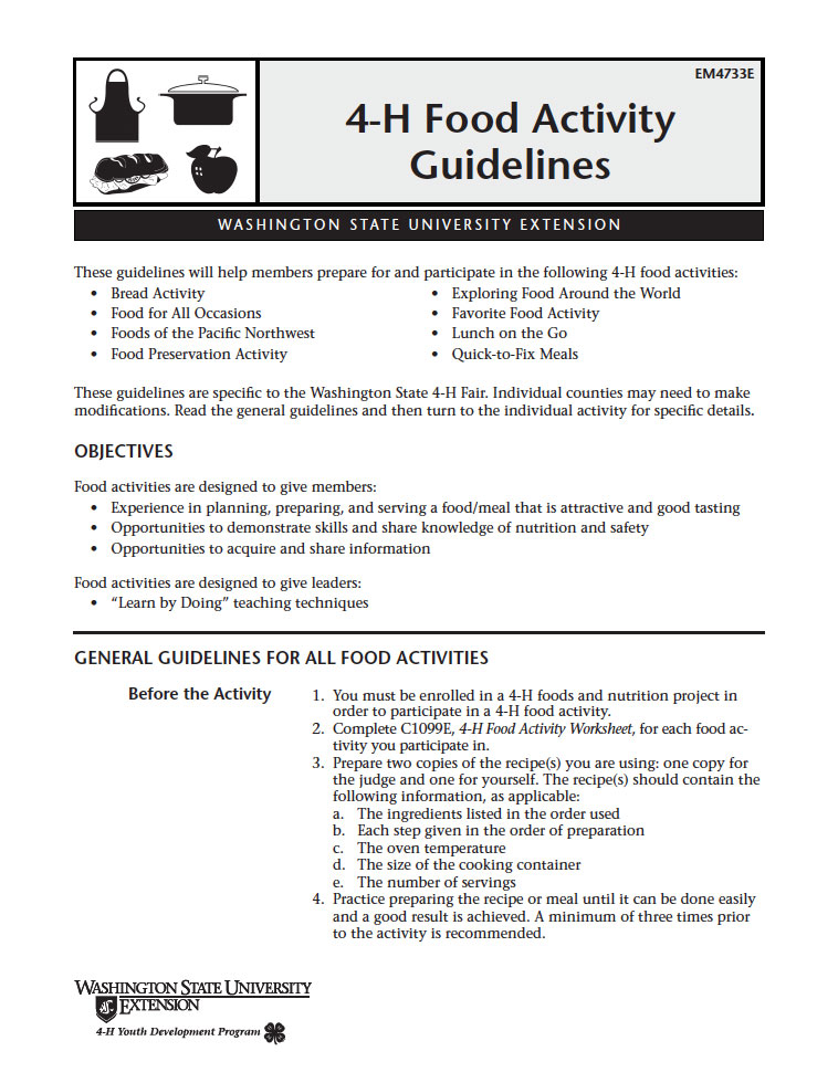 4-H Food Activity Guidelines | WSU Extension Publications | Washington ...