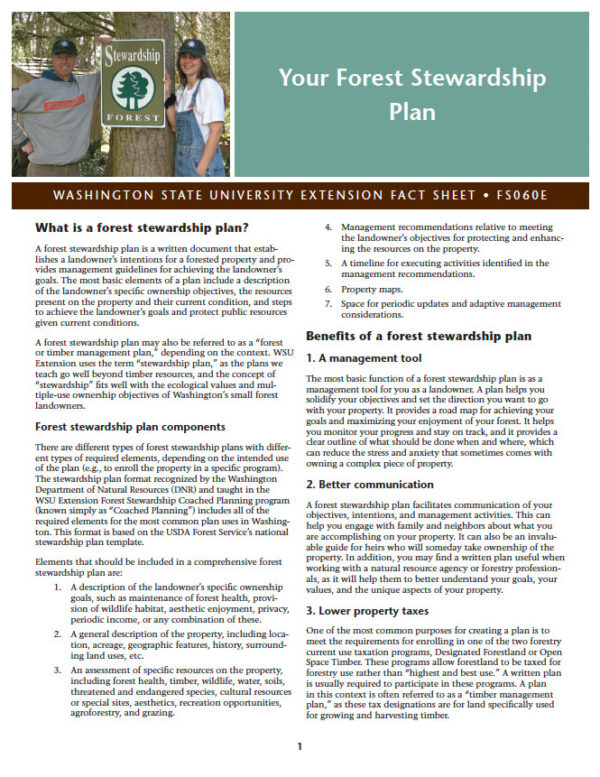 Your Forest Stewardship Plan | WSU Extension Publications | Washington ...