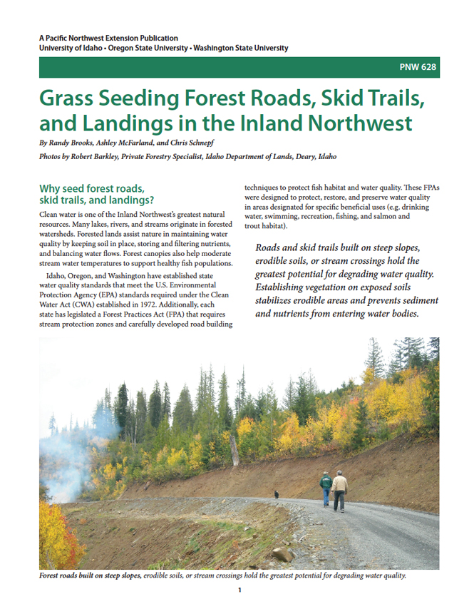 Grass Seeding Forest Roads, Skid Trails, and Landings in the Inland Northwest | WSU Extension ...