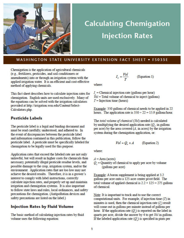 Calculating Chemigation Injection Rates | WSU Extension Publications ...