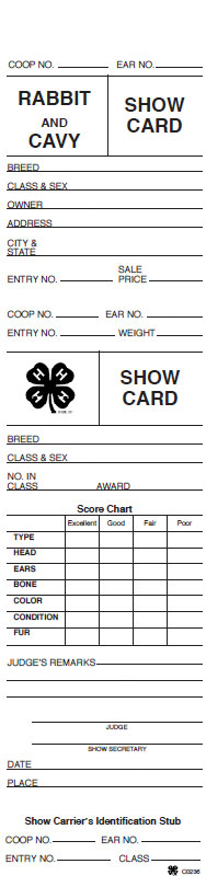 Rabbit and Cavy Show Card (Bundle of 10) | WSU Extension Publications ...