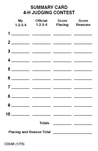 Summary Card: 4-H Judging Contest | WSU Extension Publications ...
