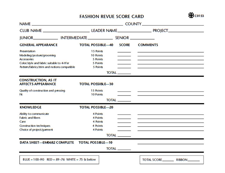 Fashion Revue Score Card | WSU Extension Publications | Washington ...