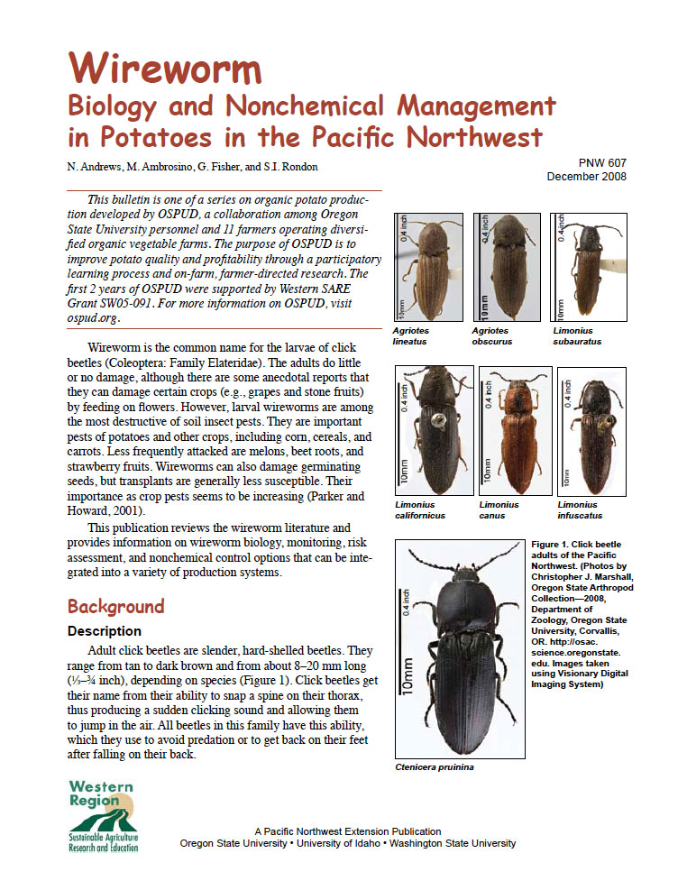 Wireworm Biology and Nonchemical Management in Potatoes in the Pacific ...