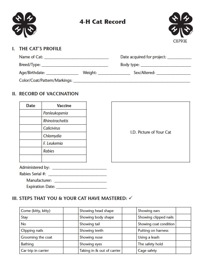 4H Cat Record | WSU Extension Publications | Washington State University