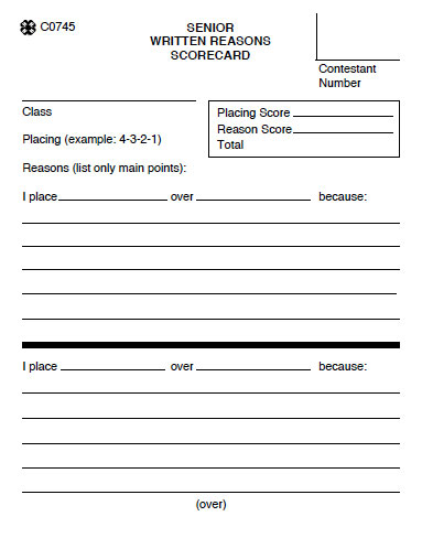 Senior Written Reasons Score Card | WSU Extension Publications ...