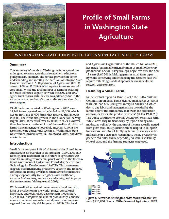 Profile of Small Farms in Washington Agriculture | WSU Extension ...