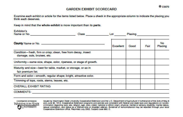 Garden Exhibit Score Card | WSU Extension Publications | Washington ...