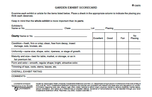 Garden Exhibit Score Card | WSU Extension Publications | Washington ...
