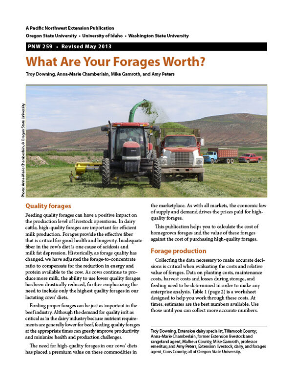 What Are Your Forages Worth? | WSU Extension Publications | Washington ...