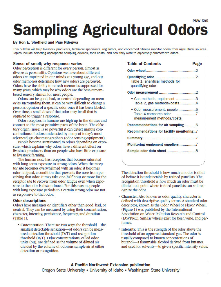 Sampling Agricultural Odors | WSU Extension Publications | Washington ...