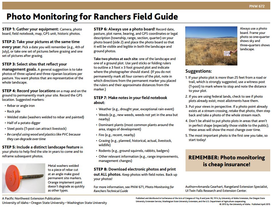 Photo Monitoring for Ranchers Field Guide | WSU Extension Publications ...