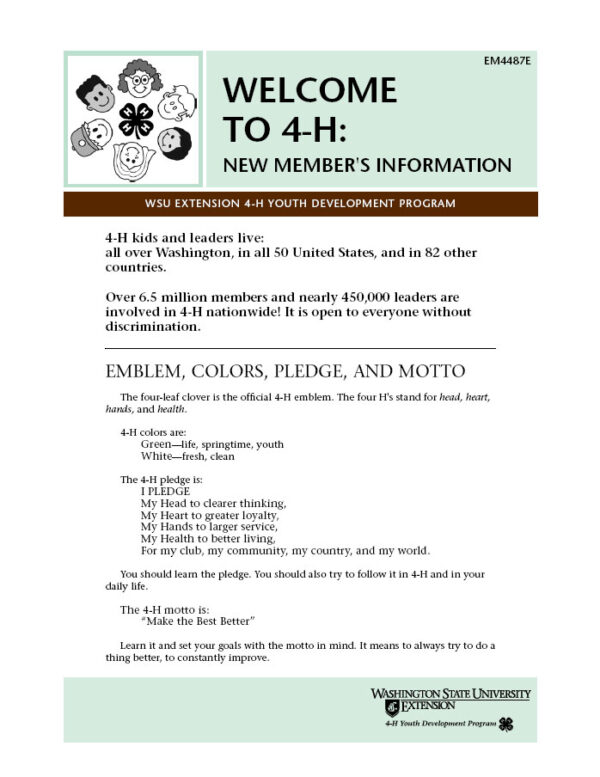 Welcome to 4-H: New Member’s Information | WSU Extension Publications ...