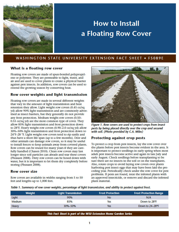 How to Install a Floating Row Cover (Home Garden Series) | WSU ...