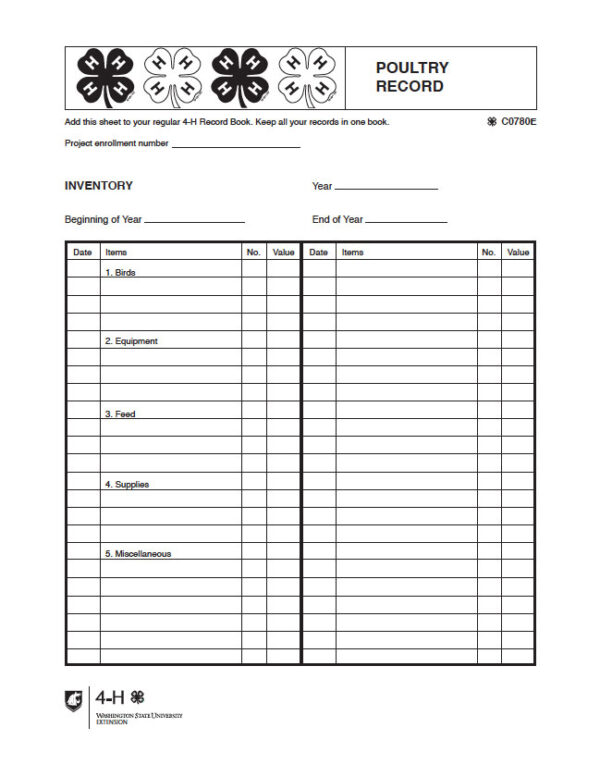 Poultry Record | WSU Extension Publications | Washington State University