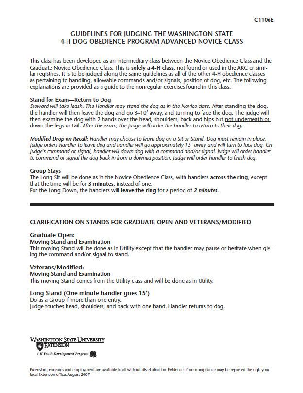 Guidelines for Judging the WA State 4-H Dog Obedience Program | WSU ...