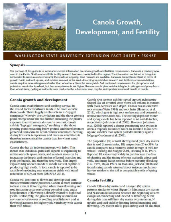 Canola Growth, Development, and Fertility | WSU Extension Publications ...