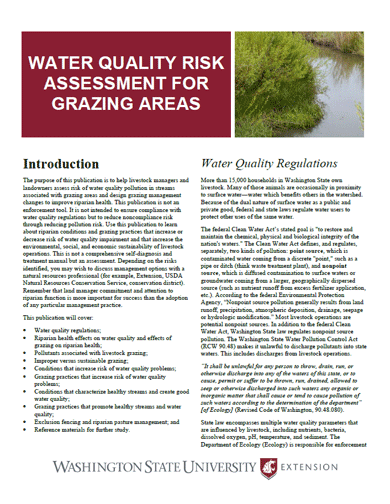 Water Quality Risk Assessment for Grazing Areas | WSU Extension ...