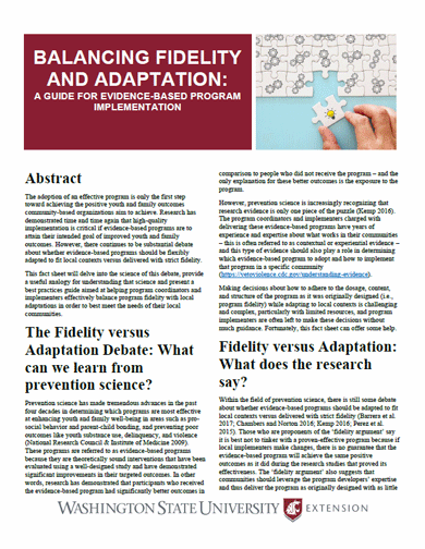 Balancing Fidelity & Adaptation: A Best Practices Guide for Evidence-based Program ...