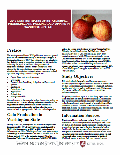 Cost Estimates of Establishing, Producing and Packing Gala Apples in ...
