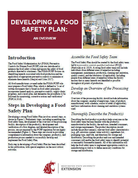 Developing a Food Safety Plan: An Overview | WSU Extension Publications ...