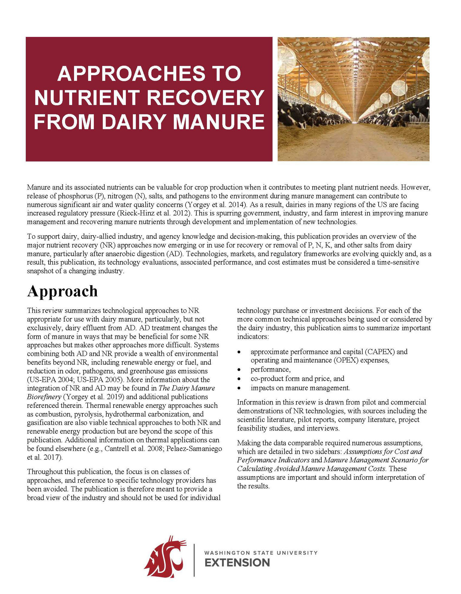 Approaches to Nutrient Recovery from Dairy Manure (Anaerobic Digestion ...
