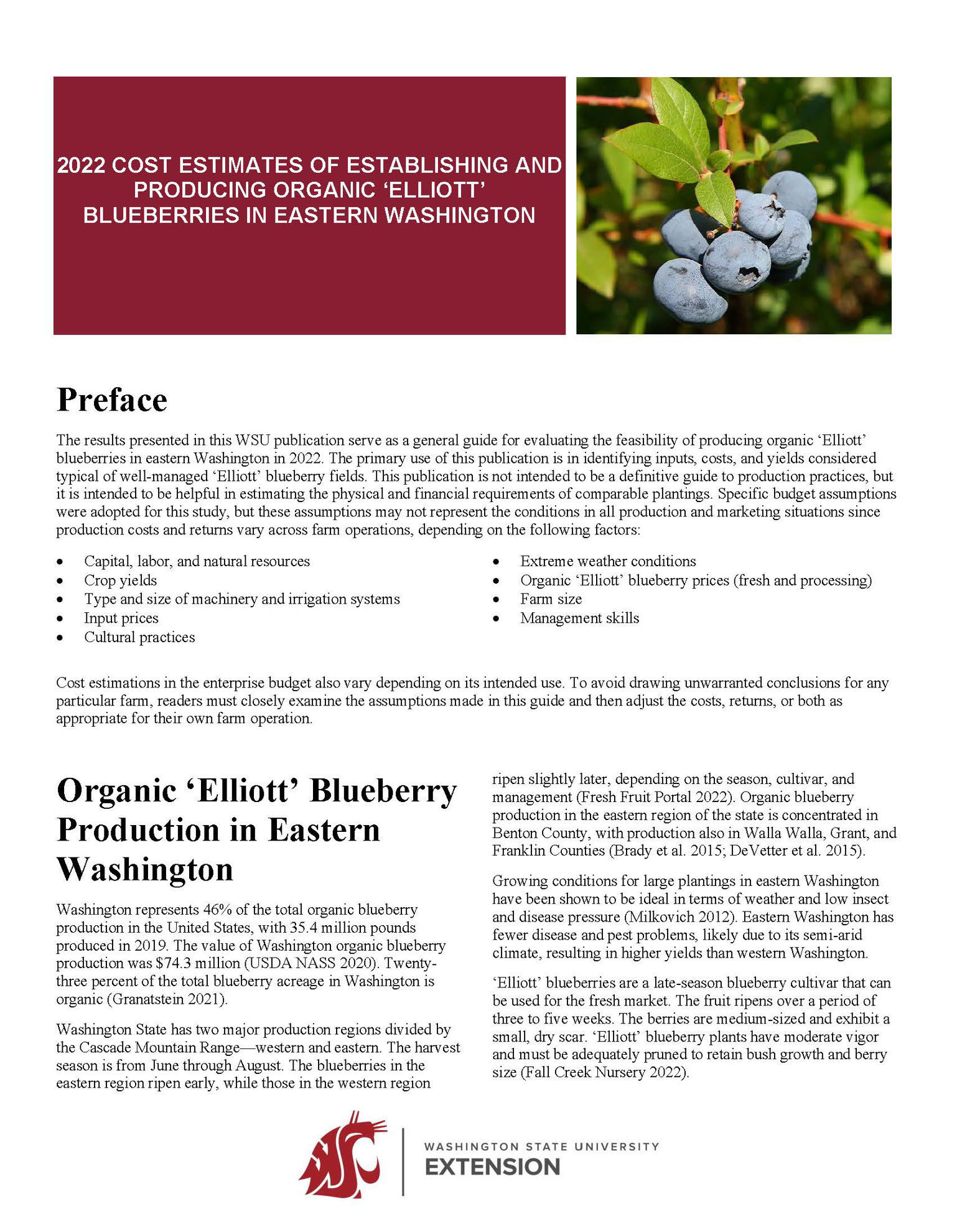 2022 Cost Estimates of Establishing and Producing Organic ‘Elliott ...