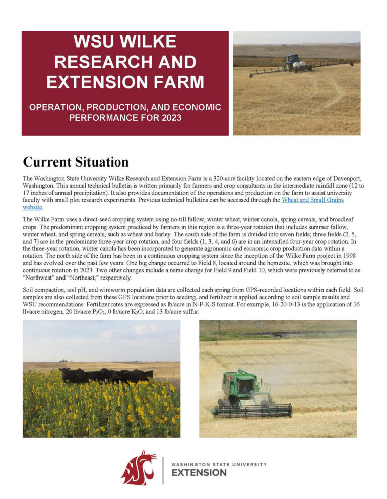 WSU Wilke Research and Extension Farm Operation, Production, and ...