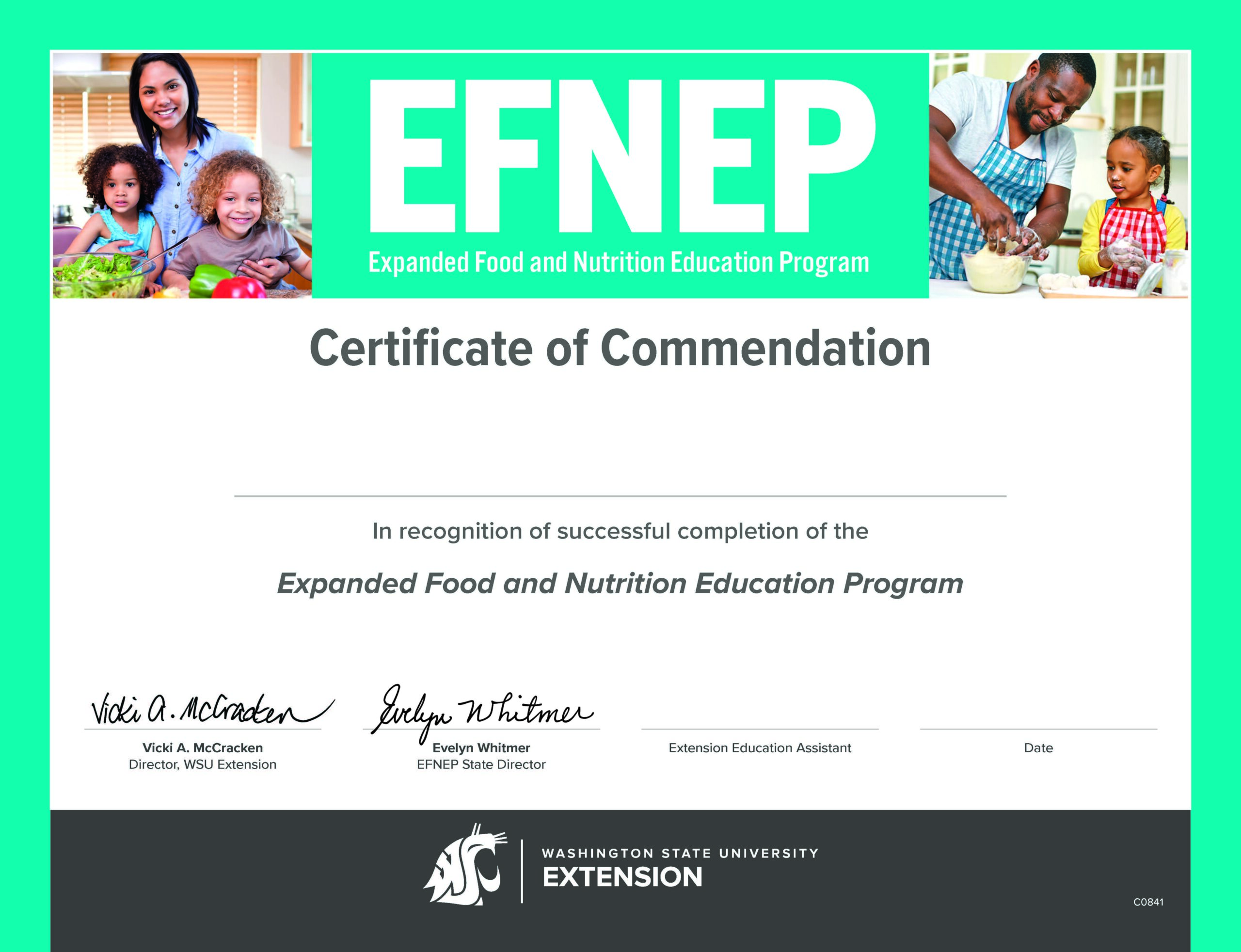 EFNEP Certificate of Commendation | WSU Extension Publications ...
