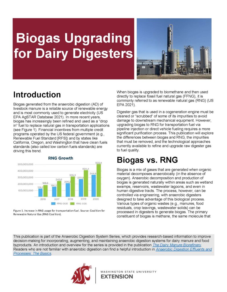 Biogas Upgrading on Dairy Digesters (Anaerobic Digestion Systems Series) | WSU Extension ...