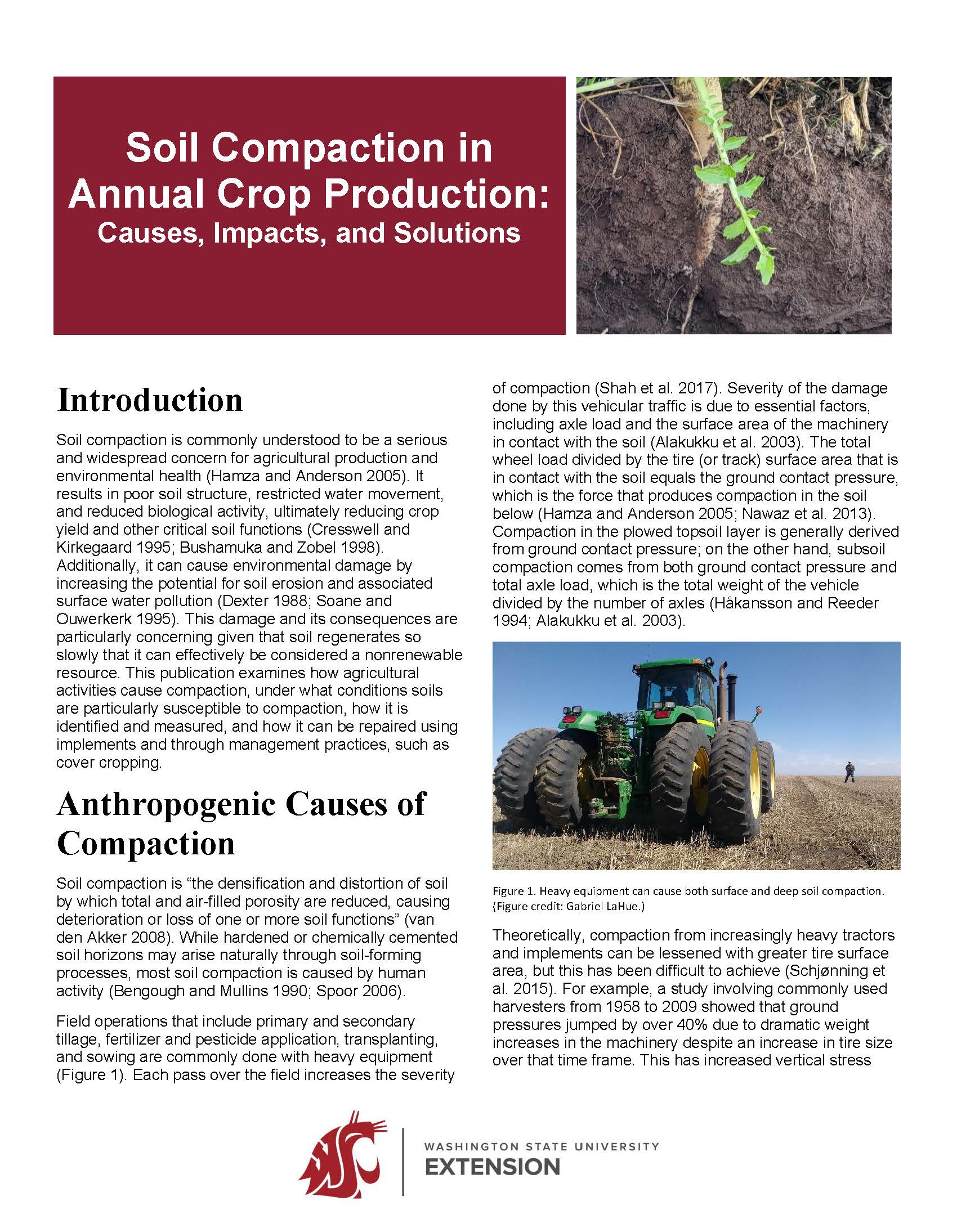 Soil Compaction in Annual Crop Production Causes, Impacts, and ...