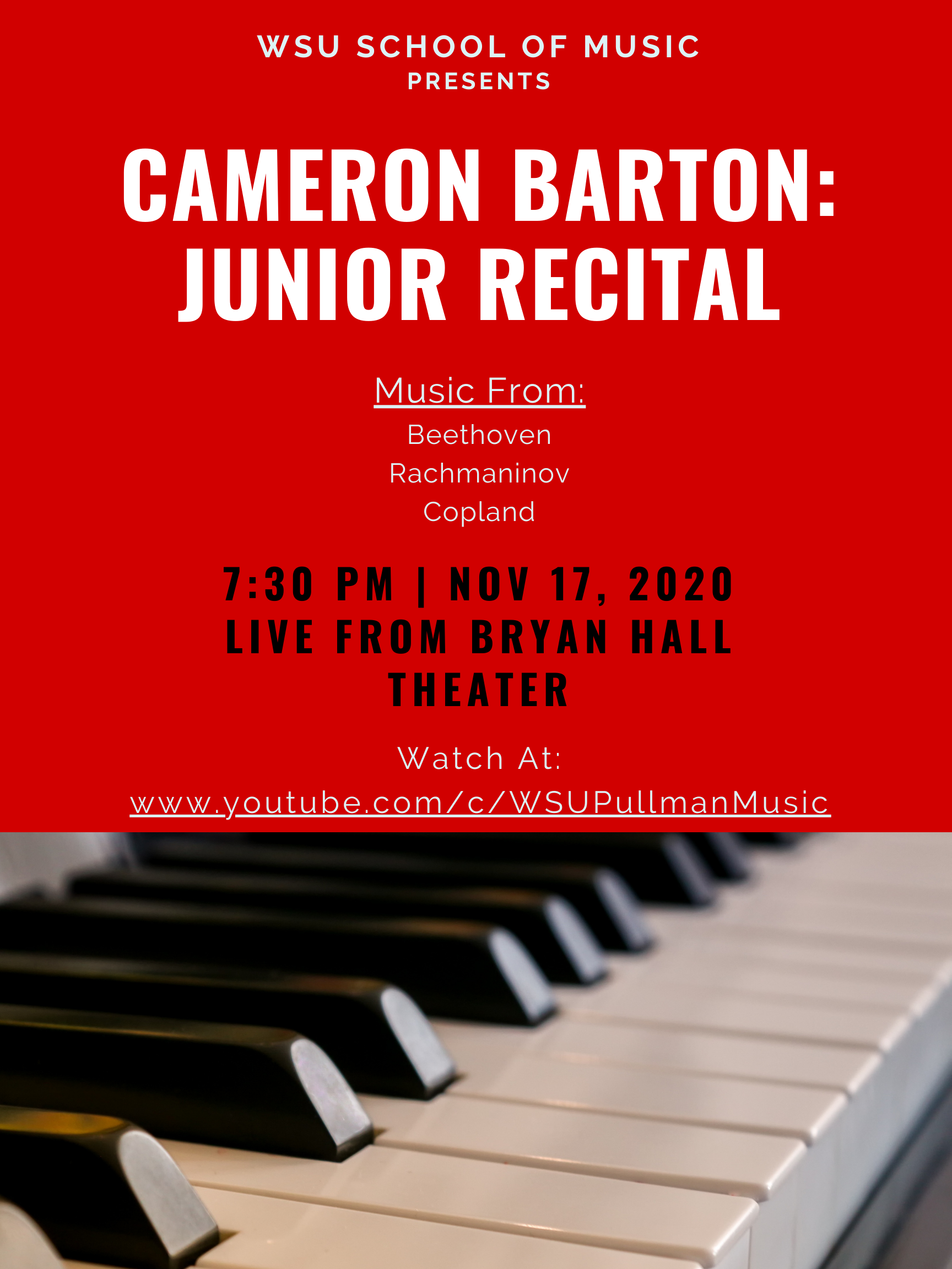 Student Recital: Cameron T. Barton, piano | Events | Washington State ...