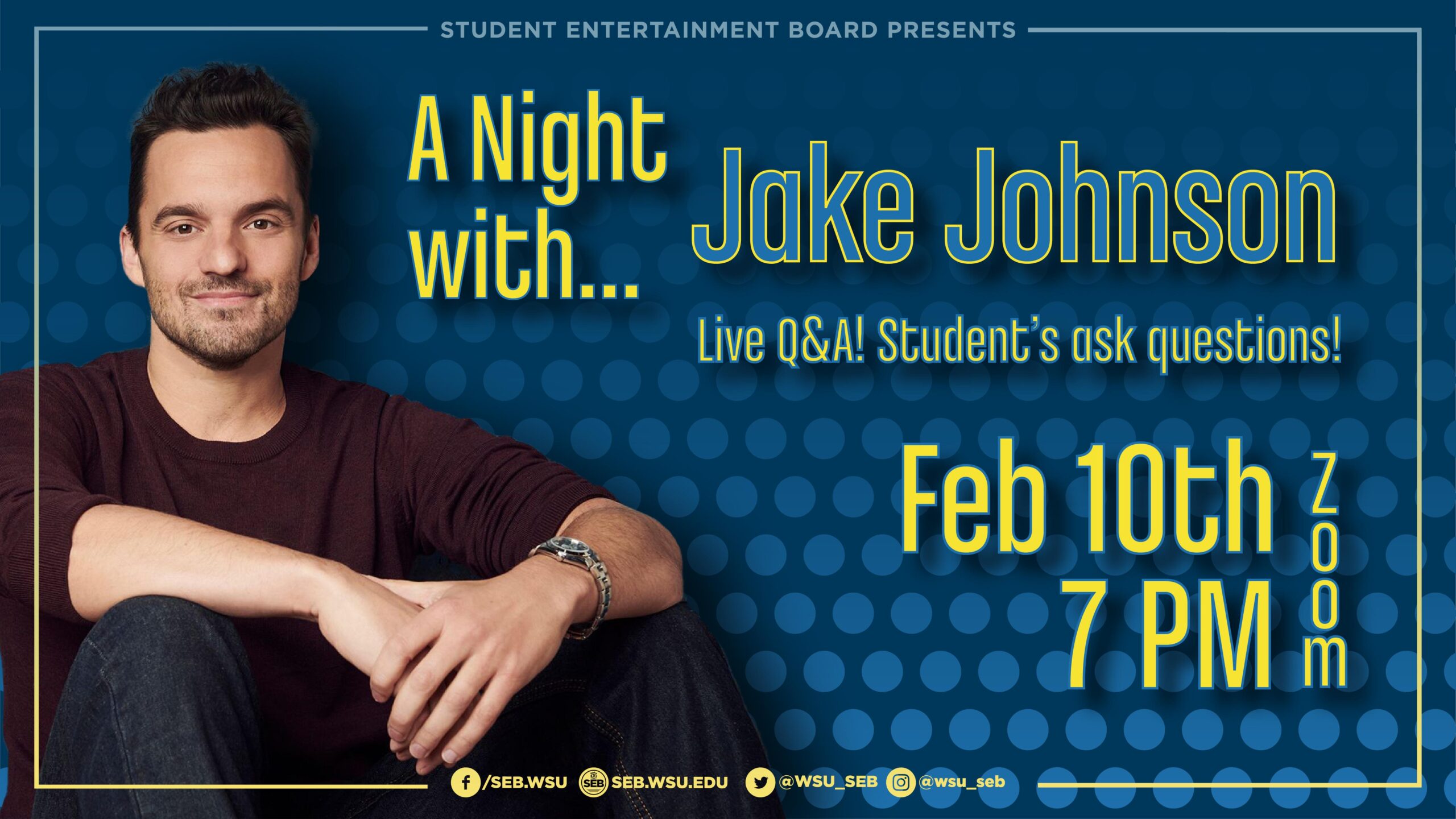 SEB presents: A Night with Jake Johnson | Events | Washington State ...