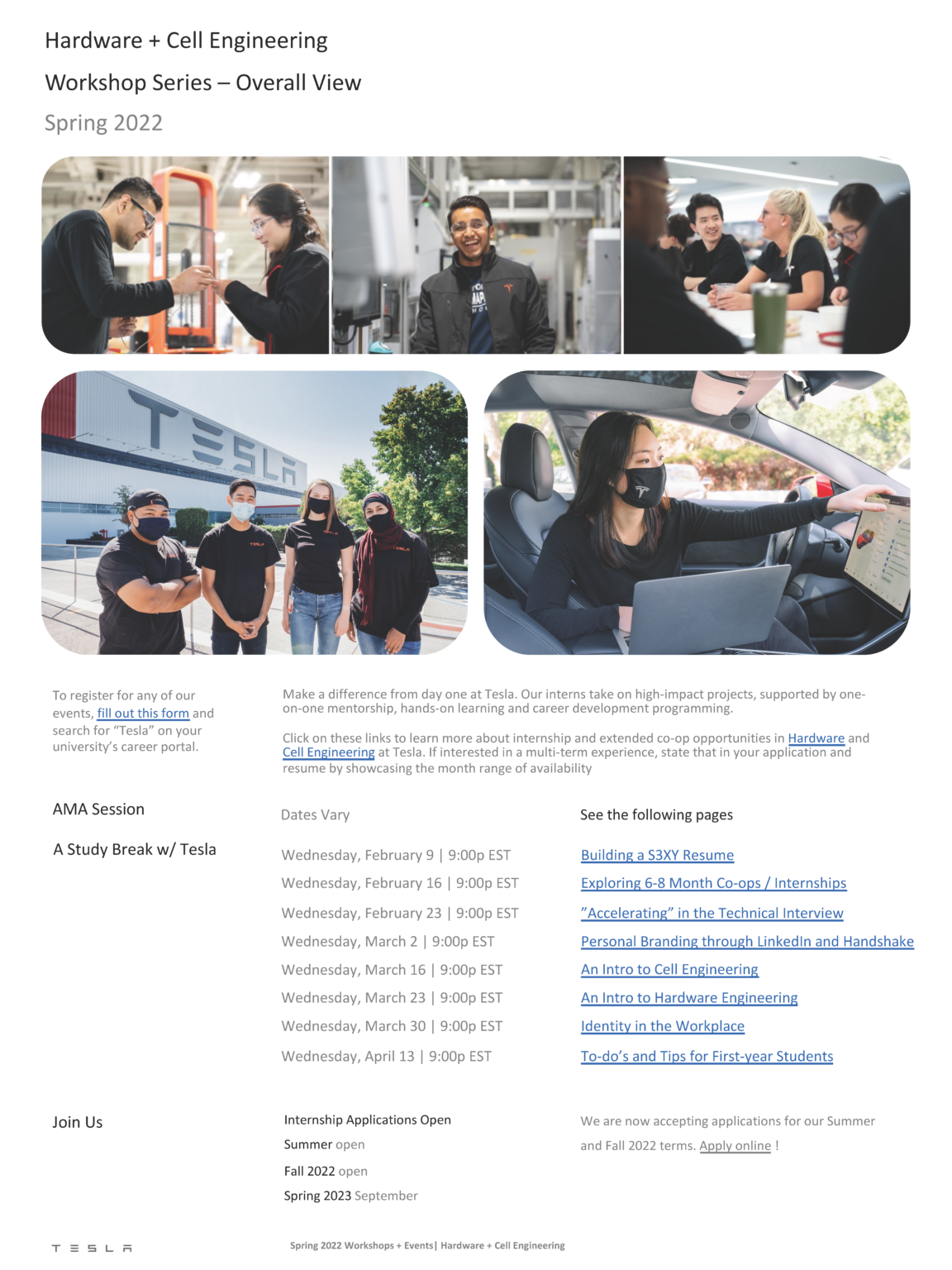 Hard + Cell Engineering Spring Workshops w/ Tesla | Events | Washington ...