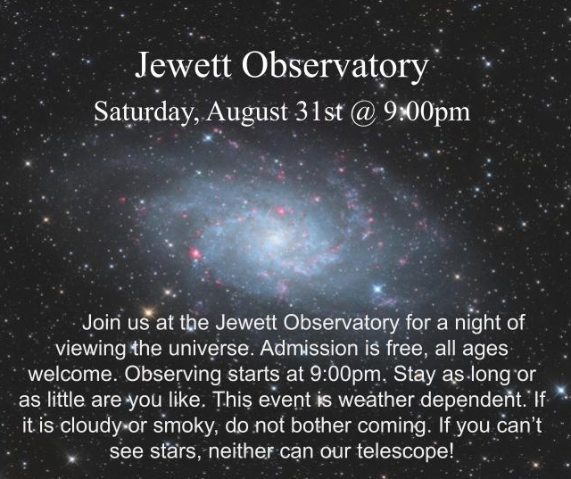 WSU Jewett Observatory Public Night | Events | Washington State University