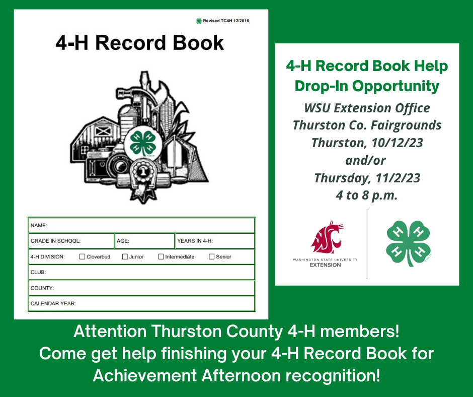4-H Record Book Help Drop-In | Thurston County | Washington State ...
