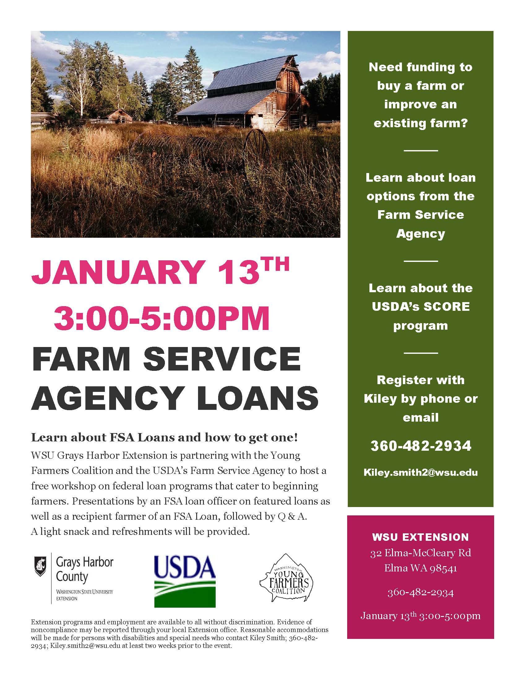 FSA Farm Loans | Grays Harbor County | Washington State University