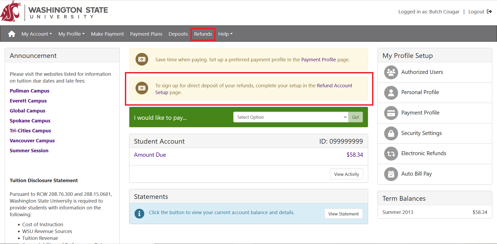 TouchNet Refunds | Bursar | Washington State University