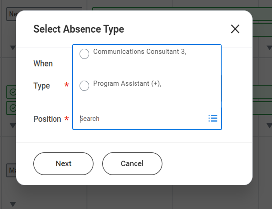 Selecting position during Leave Without Pay (LWOP) request process ...